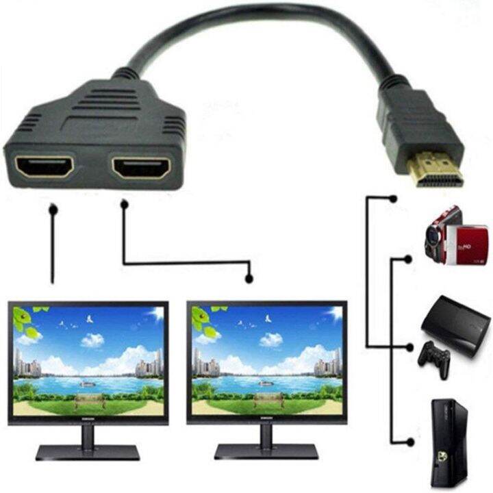 HD 1080P V1.4 2 Dual Port Y Splitter compatible Splitter One Input to ...