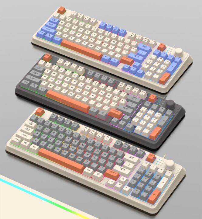 FIREWOLF K82 mixed ledlight 94 key contrast color wired mechanical ...