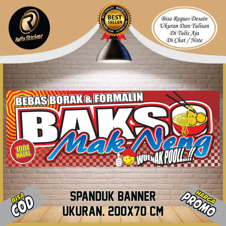 Spanduk Banner Backdrop Bakso / ukuran 200x70 cm bisa COD | Lazada ...