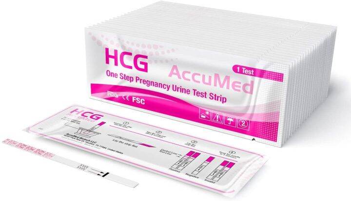 EXPIRY 10/2022 AccuMed Pregnancy Test Strips Clear HCG Test Results, 25 ...