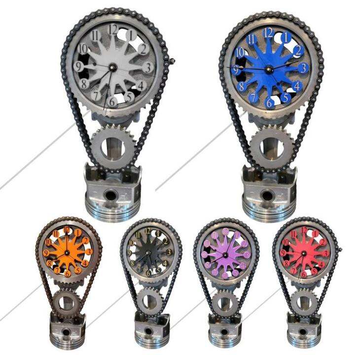 Rotating Gear Clock Vintage Table Gear Clock Decor Custom Electric ...