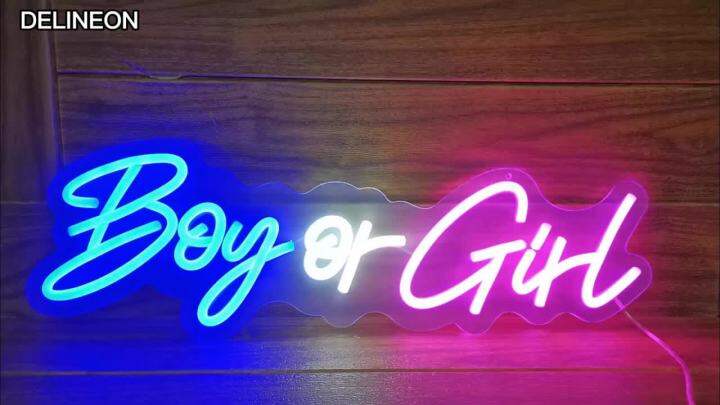 Large LED Light 76cm Boy or Girl Neon Sign for Gender Reveal Baby ...