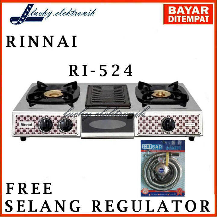 Kompor Gas dengan Grill Rinnai RI-524E/524A 2 tungku FREE SELANG ...