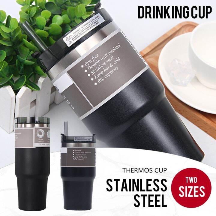 Vacuum Insulated Mug 600ml / 890ml Stainless Steel Tumbler with Straw Portable Sport Water ...