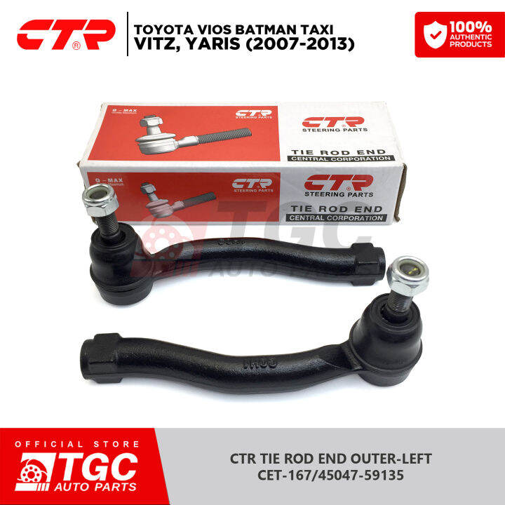 CTR Tie Rod End Outer - Left Toyota Vios Batman Taxi Vitz,Yaris (2007-2013) CET-167 / 45047 ...