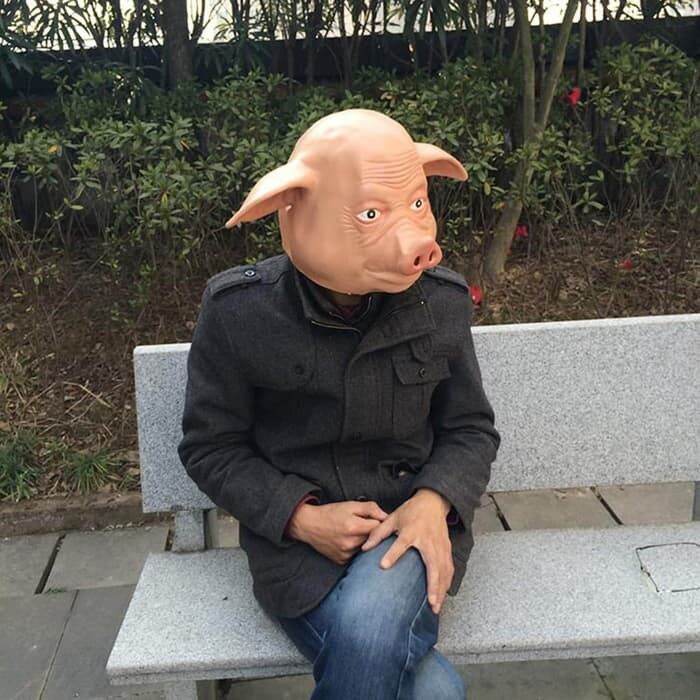 Topeng babi patkai cu pat kai piggy pig full latex halloween | Lazada ...