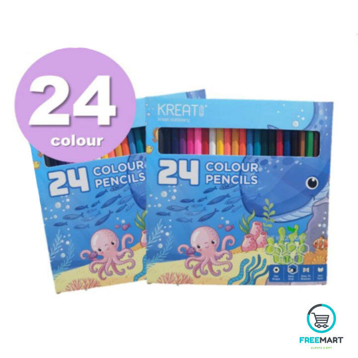 Kreati 24 Colour Pencils (Long) - Students / Kids Gift Colouring | Lazada