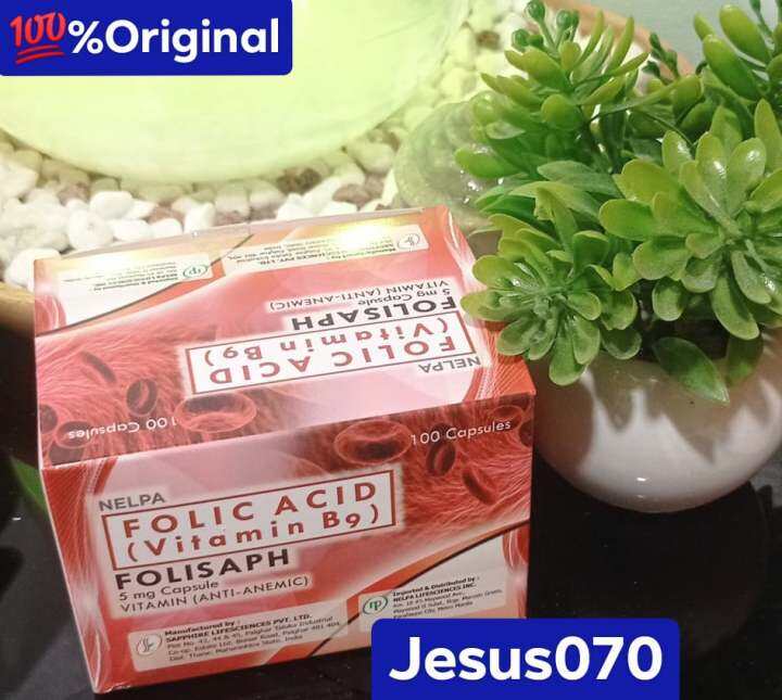 FOLISAPH FOLIC ACID 5mg (Anti ANEMIC) Vitamin B9 -100 Capsules - FDA ...