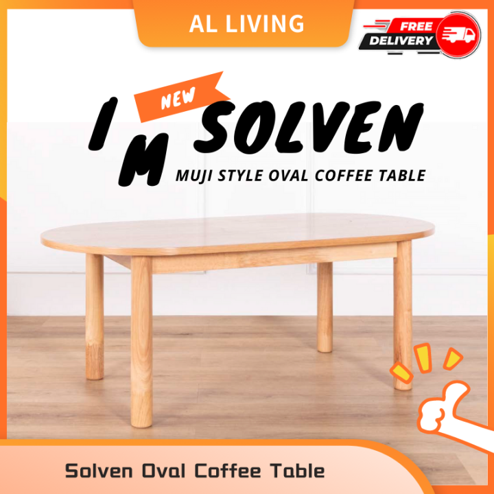 Solven Muji Style Solid Wood Solven Oval Coffee Table / Meja Kopi | Lazada