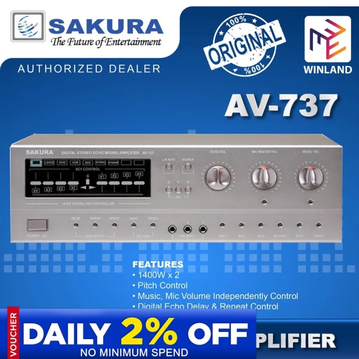 {Spot goods} SAKURA Original Digital Karaoke Mixing Amplifier 1400w x 2 AV-737 xWINLANDx | Lazada PH