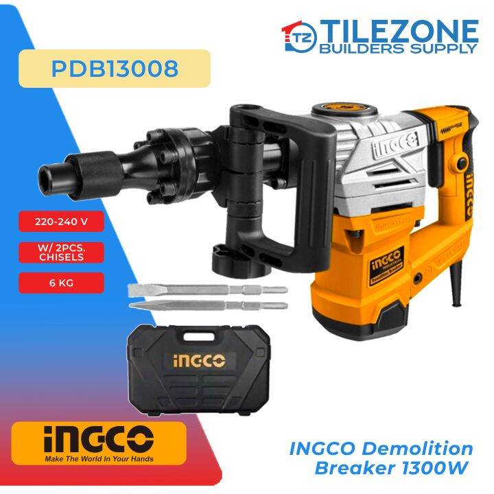 INGCO Electric Industrial Grade Demolition Breaker 1300W with FREE 2 ...