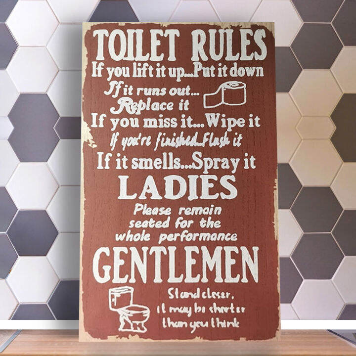 TrendsPH Toilet Etiquette Bathroom Rules Sign MDF Wooden Wall Decor ...
