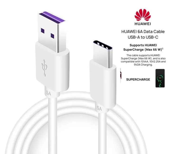 Huawei 66W Supercharger Cable 6A Type C USB Cable Super Fast Charging ...