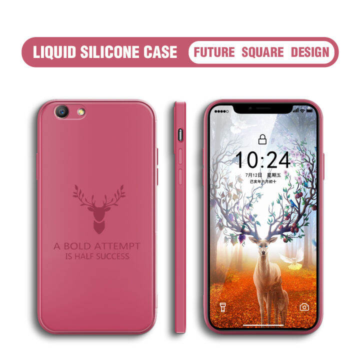 Hontinga Casing OPPO F1S, Pelindung HP Kotak Asli Lembut Silikon Rusa ...