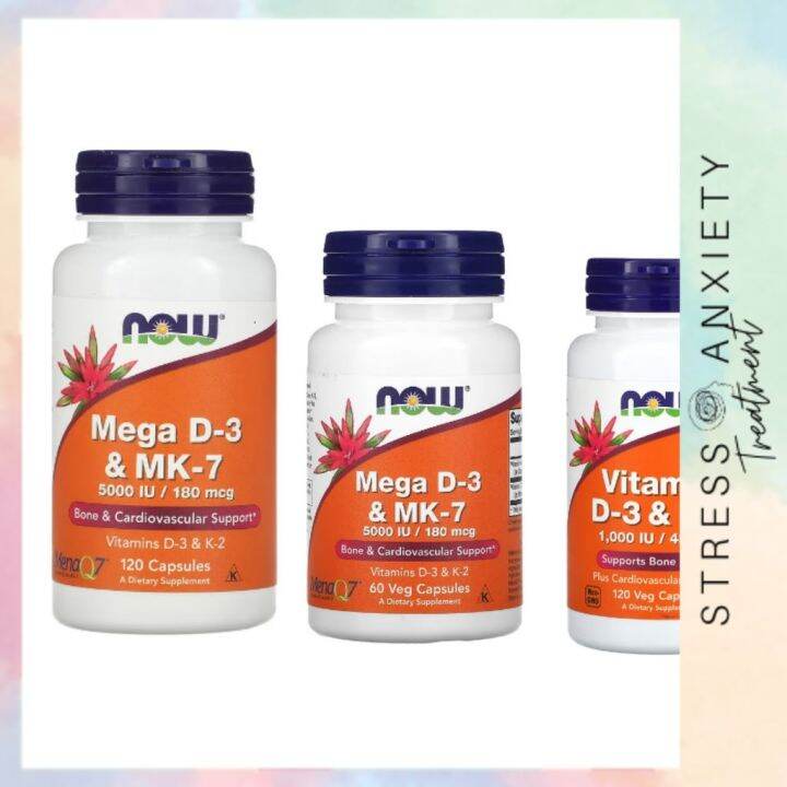 Now MK-7 Vitamin K-2 , 100 mcg, 60 Veg Caps Dietary Supplements Cardiovascular STRESS & ANXIETY ...