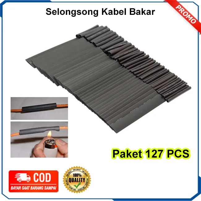 Selongsong Pelapis Kabel Bakar 127 PCS Heat Shrink Tube Selang Bakar ...