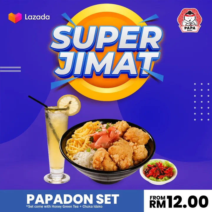 PAPA SUSHI [SUPER JIMAT] Papadon Set *Chicken Karaage Teriyaki Don ...