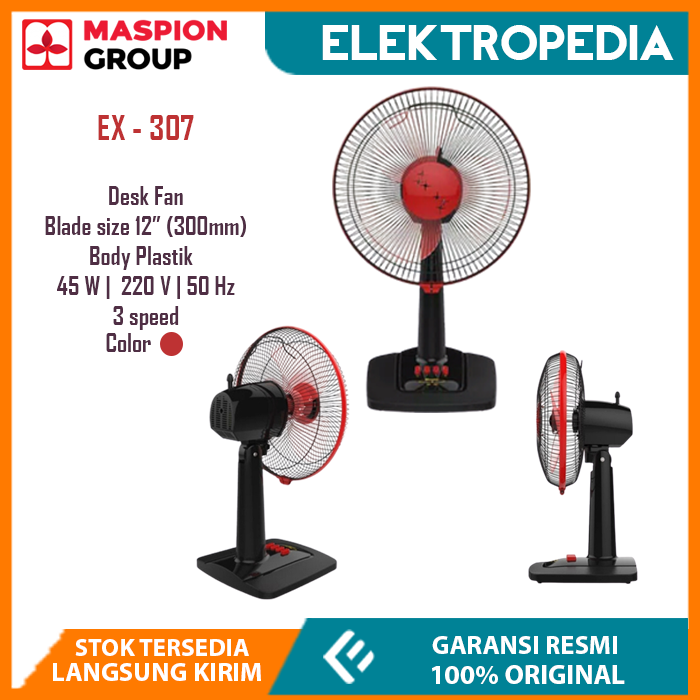 MASPION - Desk Fan 12 Inch Hitam EX307 | Lazada Indonesia