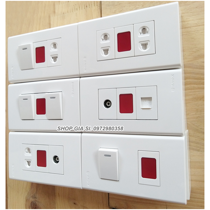 COMBO Công tắc - Ổ cắm, Ổ Mạng lan, Ổ ĐT, Ổ TV SINO S18CC Chính hãng ...
