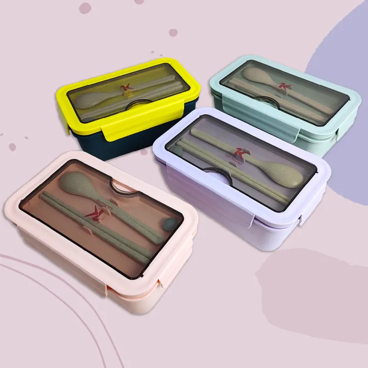 LD-C479 Tempat Makan Lunch Box Set Free Sendok Garpu Kotak Makan Transparant Bento Box / Kotak ...