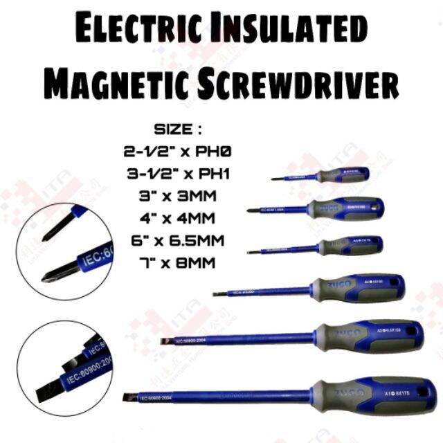 ♢ELECTRIC INSULATED MAGNETIC SCREWDRIVER SCREW DRIVER FULL WRAP ANTI ...