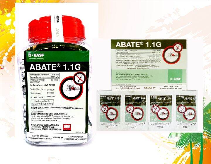 10 Sachet x 10g BASF Abate 1.1G Aedes Mosquito Larvae Killer / Pembunuh ...