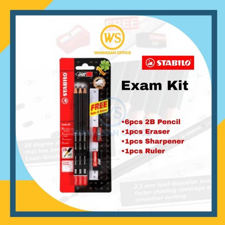 Stabilo 2B Pensil Exam Kit Pencil Set Stationary Set Exam Grade 2B ...
