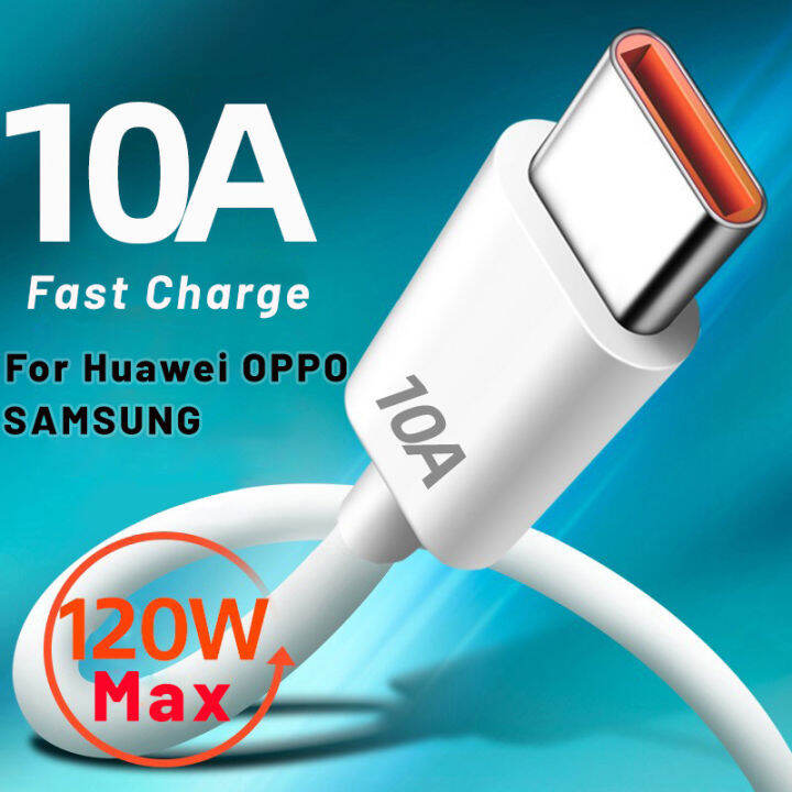 10A USB C สาย120W Type C สายชาร์จเร็วสำหรับ Huawei Mate 50 Honor V40 Xiaomi Poco สายชาร์จ USB ...