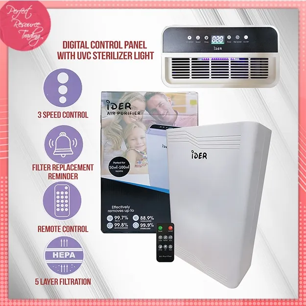 【factory outlet】 Ider Air Purifier 6 stages with UV light and HEPA ...