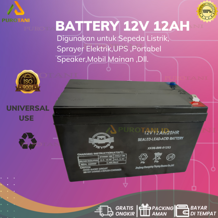 Batu Batere Baterai Battery Aki 12V 12Ah 6DFM12 Aki Kering Sepeda ...
