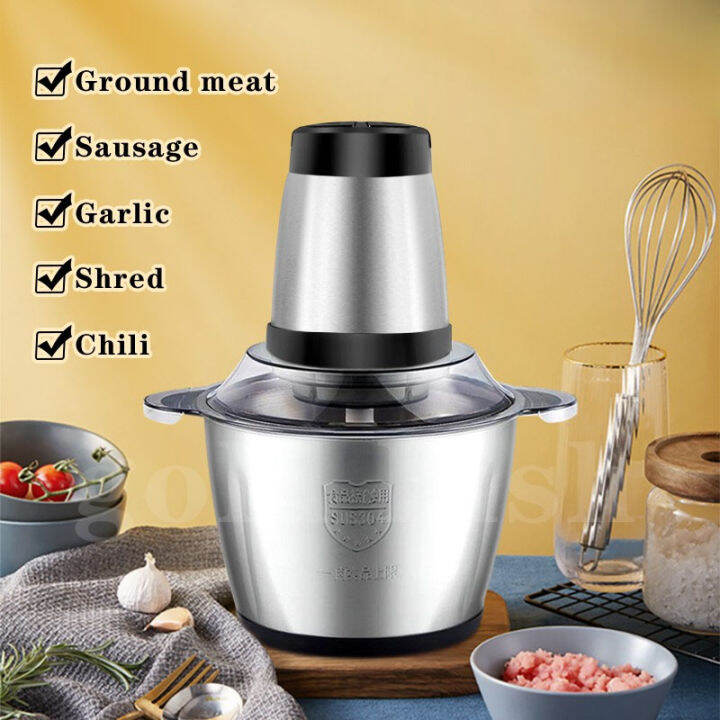 2L Multifunction Electric Kitchen Chopper Shredder Food Meat Grinder Stainless Steel Processor ...