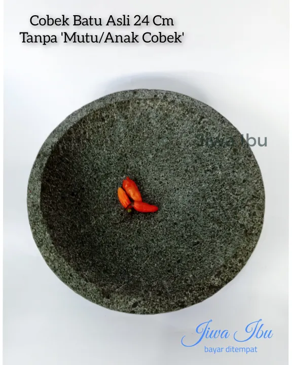 Cobek Batu Asli Tanpa Ulekan UKuran 24 Cm /Mutu Cowet Batu Tanpa Anak ...