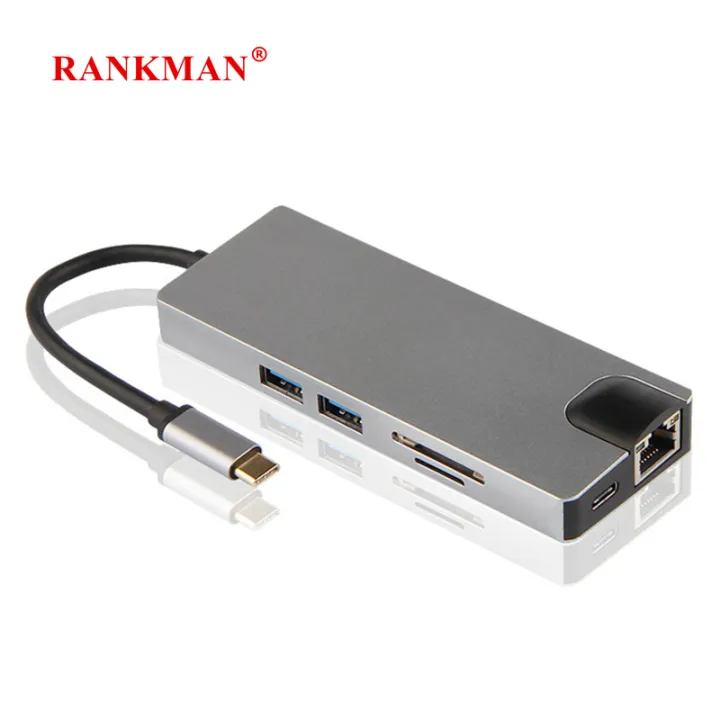 Rankman ประเภท-C เพื่อ RJ45อีเธอร์เน็ต4พัน HDMI-เข้ากันได้ VGA USB C 3. ...