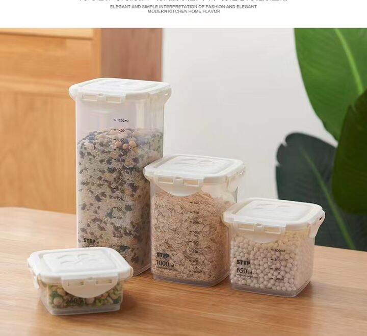 Plastic Cereal Storage Containers Dry Food Canisters for Kitchen Pantry ...