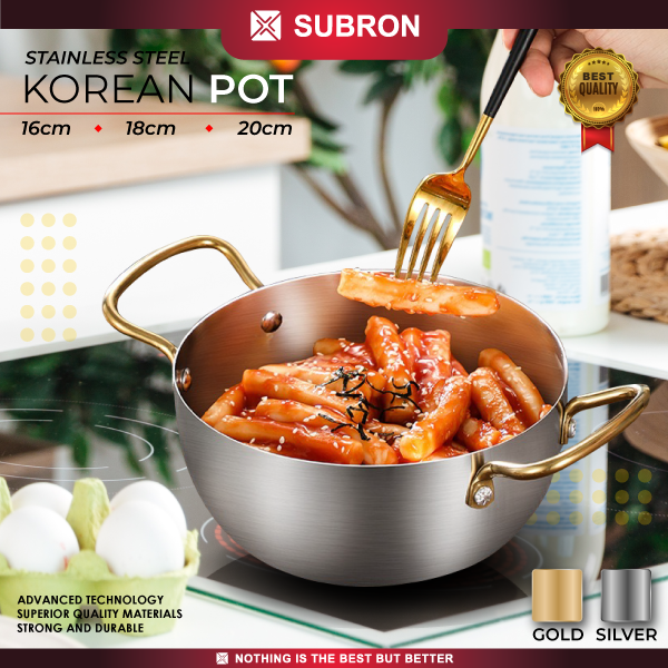SUBRON Panci Mie Korea Multifungsi 16cm 18cm 20cm Stainless Gold Silver ...