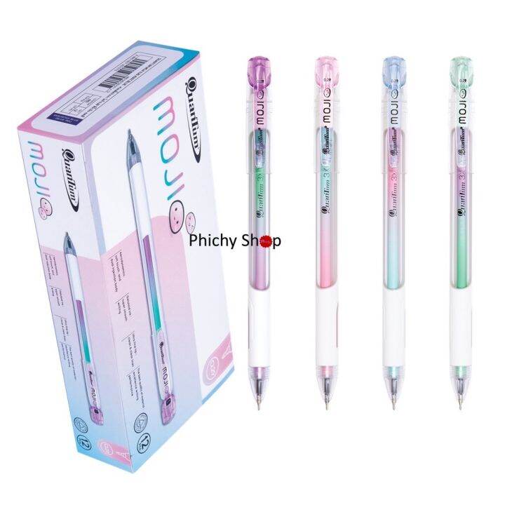 ปากกา ควอนตั้ม โมจิ Quantum Moji 0.29 mm หมึกน้ำเงิน แพค 12 ด้าม คละสี | Lazada.co.th