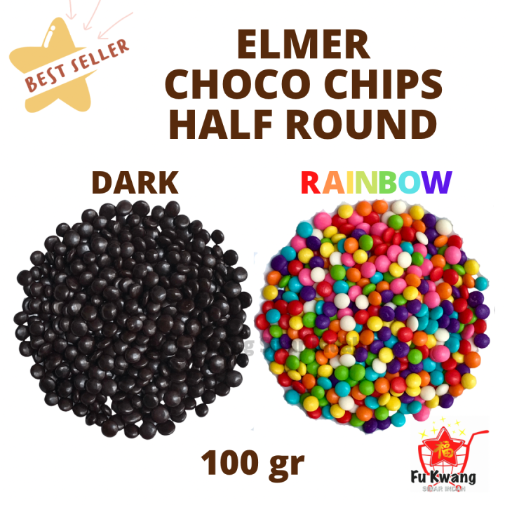 Elmer Choco Chips Half Round HR 100 gram - DARK - COLORED RAINBOW / Choco Chip | Lazada Indonesia