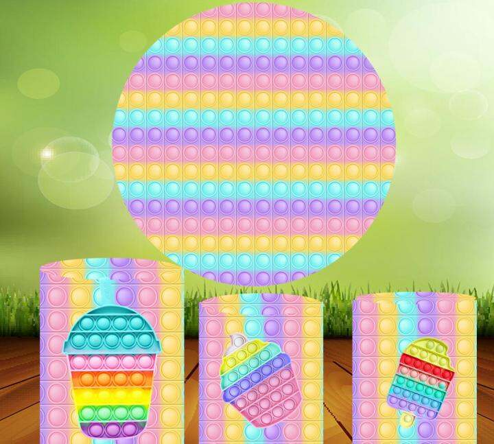 Colorful Pop It Fidget Round Circle Background Baby Shower Girl ...