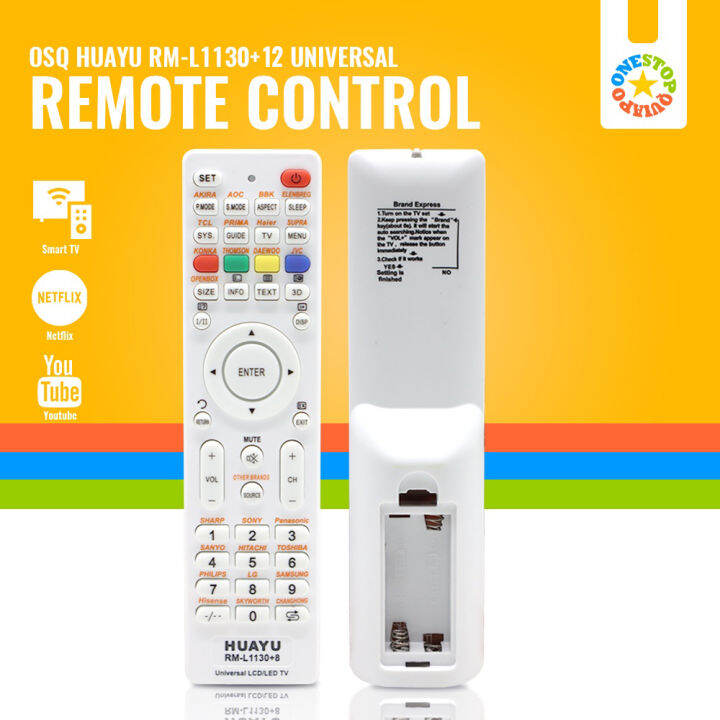 OSQ HUAYU RM-L1130+12 UNIVERSAL Remote Control for LED LCD TV | Lazada PH