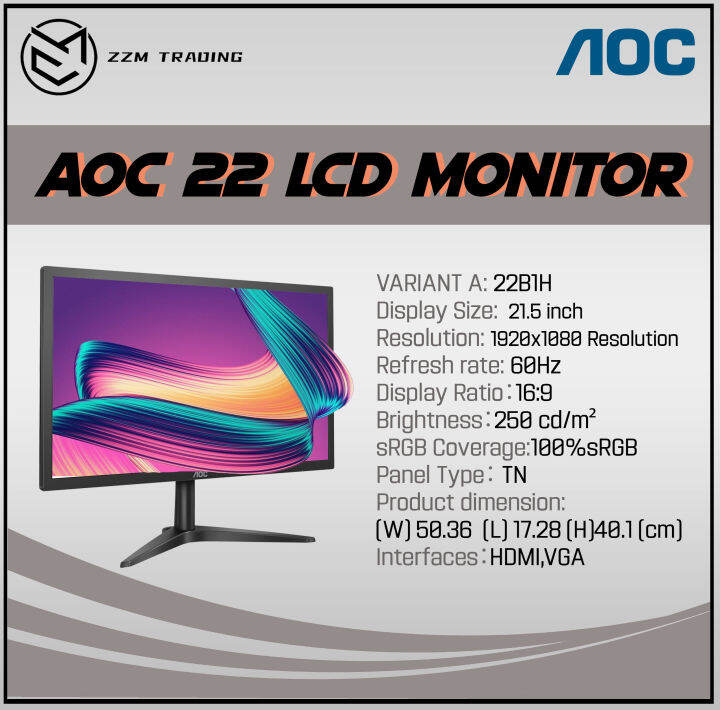 AOC 22/24 LCD Monitor 22B1H/24B1XHM/27B1H B1 Series Monitor | Lazada PH