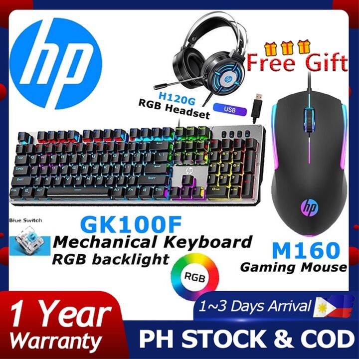good STOCK HP GK100F Beast Blue switch mechanical keyboard HP M270 with ...
