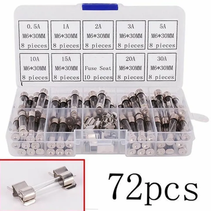 Glass Tube Fuse Kit 250V 6x30mm 72pcs Assorted Kit Ceramic Fuse ...