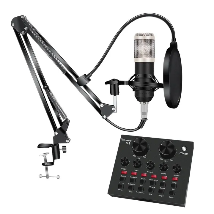 100% ORIGINAL Bm-800 MICROPHONE SET with V8 SOUND CARD Set for Studio ...