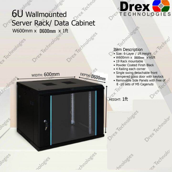 6U 600x600x1FT 6-Layer Wallmounted Data Cabinet (DISASSEMBLE) | Lazada PH