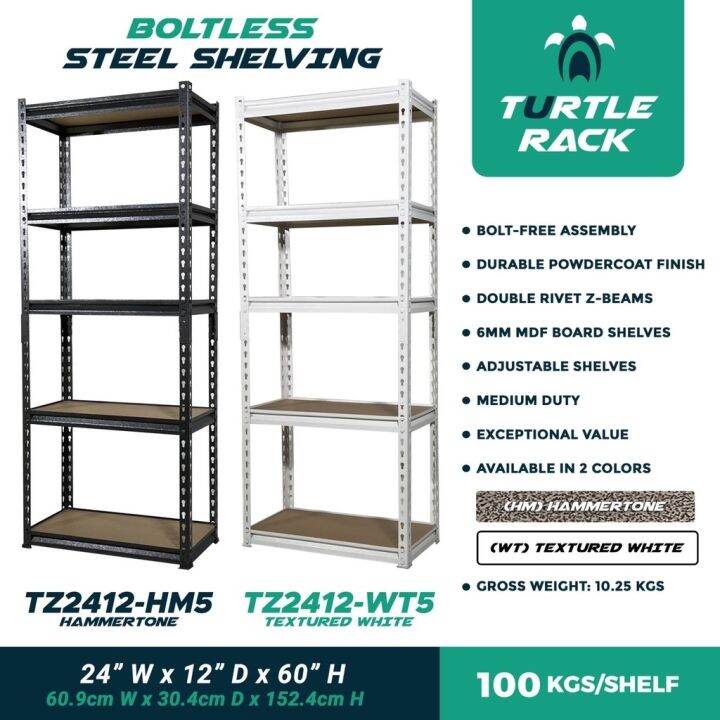 【COD】 TURTLE Boltless Steel Rack Metal Shelf 3/4/ 5 Layers 24 x12 x60 ...