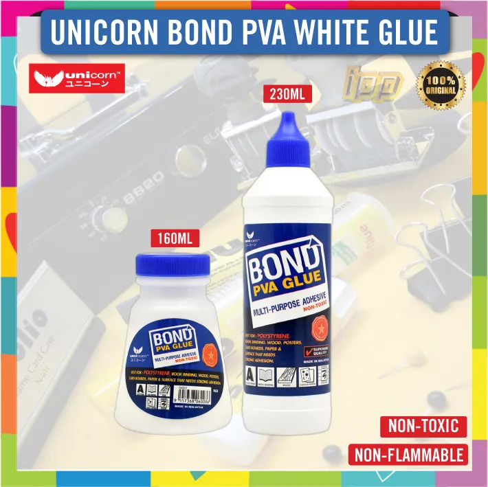 Unicorn Bond PVA Glue 160ml / 300ml - Multi-Purpose Adhesive White Glue ...