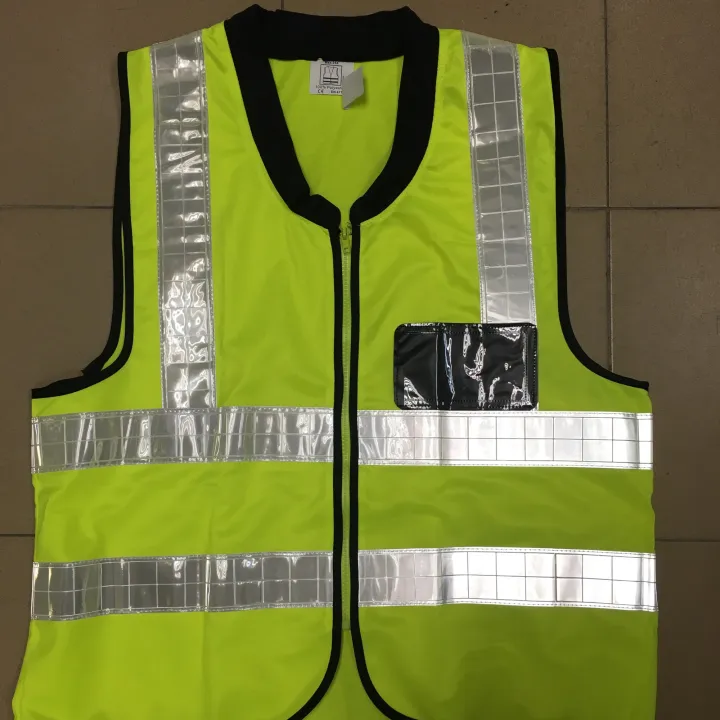 Safety Vest with Collar & Zipper and Reflective Tape / Baju Keselamatan ...