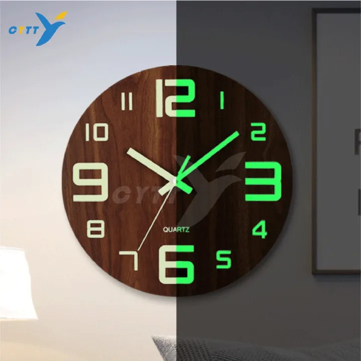 spot CYTTL นาฬิกาเรืองแสงติดผนัง ลายไม้เรืองแสงสามารถดูเวลาได้อย่าง ...