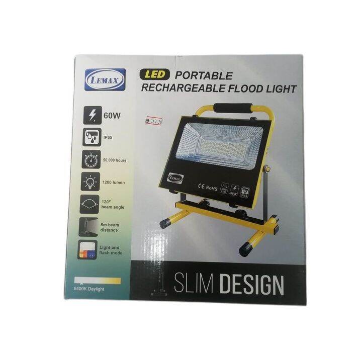 Portable LED IP65 Heavy Duty flood light 60W 6400K Daylight with ...