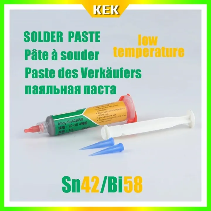 Needle Tube Type Lead free Low Temperature Solder Paste Sn42Bi58 Melting Point 138℃ SMD Repair ...